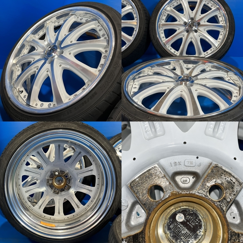 【全体的に状態が悪い】1万スタート 19インチ CLUB LINEA クラブリネア L747 7.5J+48 PCD 5H100 グッドイヤー ...