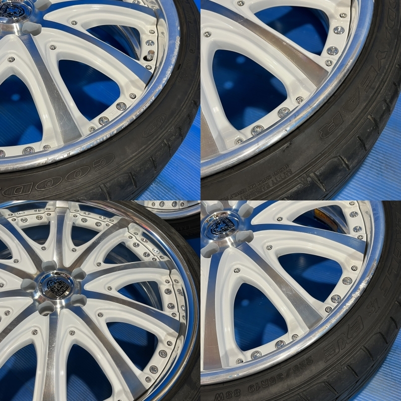 【全体的に状態が悪い】1万スタート 19インチ CLUB LINEA クラブリネア L747 7.5J+48 PCD 5H100 グッドイヤー ...